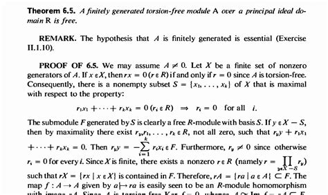 Abstract Algebra A Finitely Generated Torsional Free Module A Over A Principal Ideal Domain Is