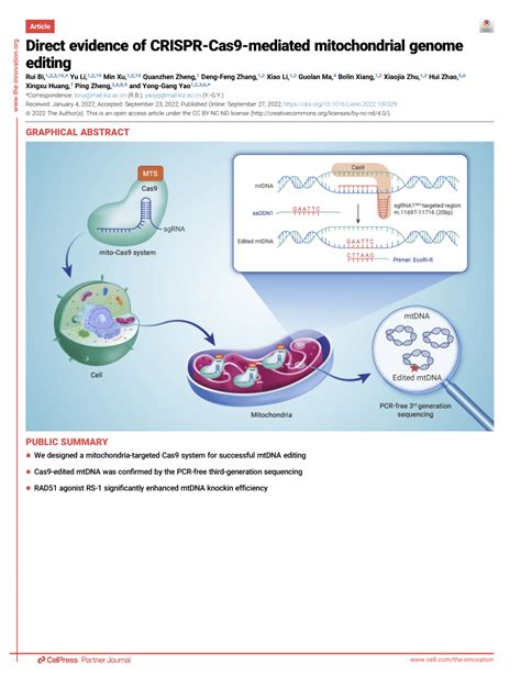 Pdf Direct Evidence Of Crisprcas9 Mediated Mitochondrial Genome Editing