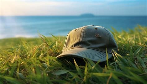 Premium Ai Image A Hat Sits In The Grass With Landscape View