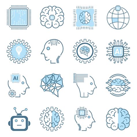 Artificial Intelligence Icon Symbols Collection Isolated Lined Machine Ai Icon Smart Ai And