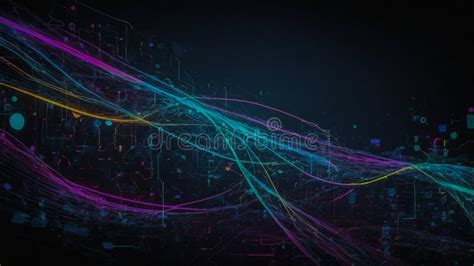 Futuristic Digital Data Flow With Neon Light Trails Stock Illustration Illustration Of