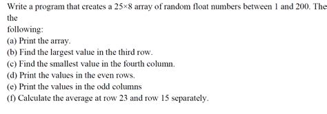 solved write a program that creates a 258 array of random