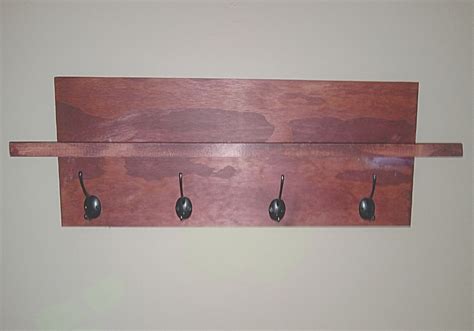 Wood Shelf With 4 Hooks Redohobby