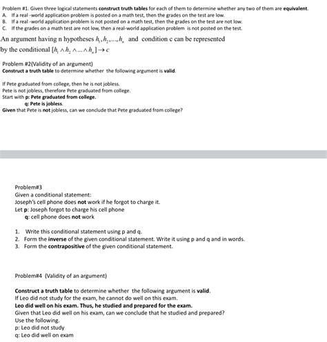 Solved Problem 1 ﻿given Three Logical Statements Construct