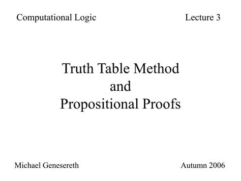 ppt truth table method and propositional proofs powerpoint presentation id 2916664