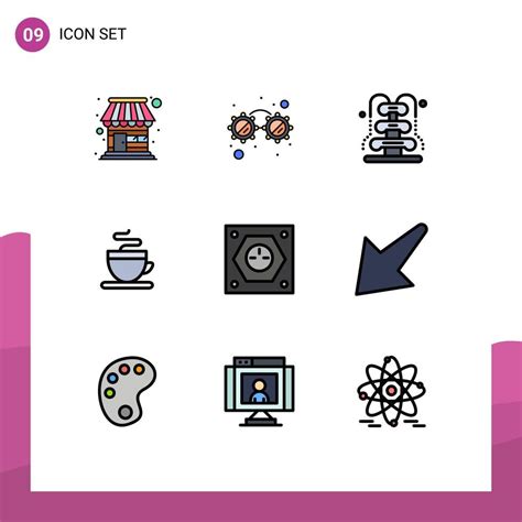 Stock Vector Icon Pack Of 9 Line Signs And Symbols For Power Energy Park Electric Hot Editable