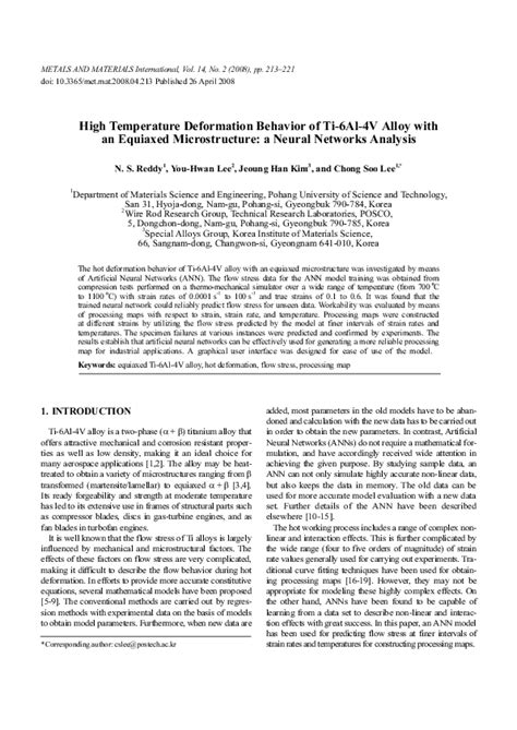 Pdf High Temperature Deformation Behavior Of Ti 6al 4v Alloy With An Equiaxed Microstructure
