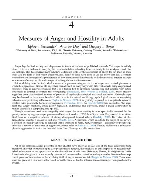 Pdf Measures Of Anger And Hostility In Adults