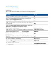 Lesson 4 Cryptography Worksheet Lesson 4 Cryptography Instructions Fill In The Answer Column