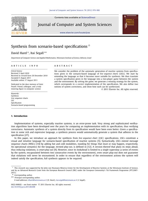 Pdf Synthesis From Scenario Based Specifications