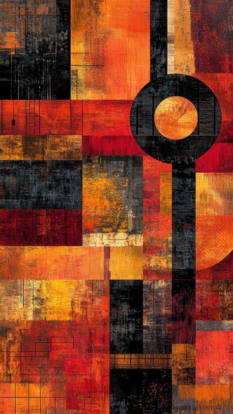 Abstract Geometric Art With Vibrant Red Orange And Black Tones Ai Stock Image Image Of