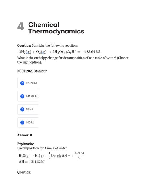 Chemical Thermodynamics Pyqs Neet Download Free Pdf Scientific