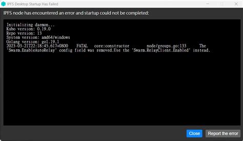 Apps Refuses To Start When Config Includes Deprecated Options · Issue 2437 · Ipfsipfs Desktop