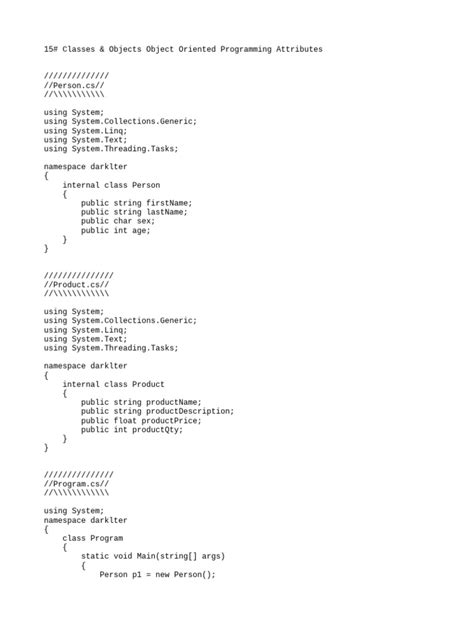 15 Classes And Objects Object Oriented Programming Attributes Pdf Computer Programming