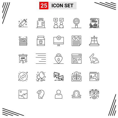 Set Of 25 Modern Ui Icons Symbols Signs For Programming Coding Health Code Tick Editable Vector