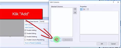 Kemudian Akan Tampil Tab Edit Columns” Dan Silahkan Anda Klik Tombol Add” Untuk Menambah Kolom