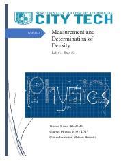 Lab Exp Measurement And Determination Of Density Pdf Measurement And