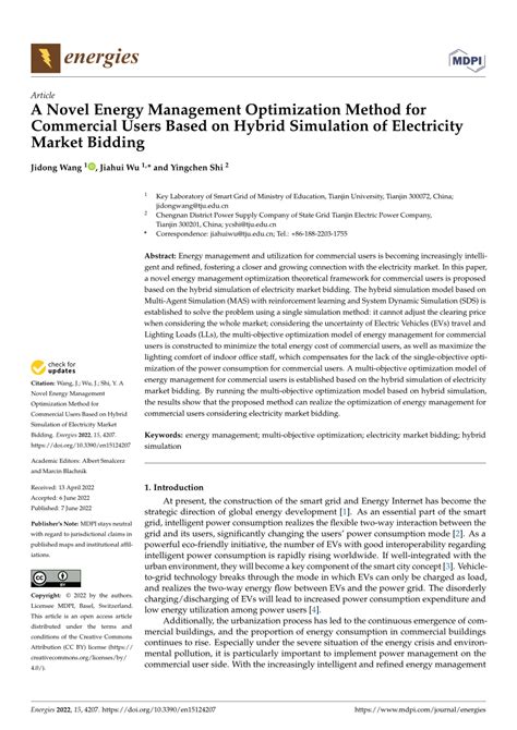 Pdf A Novel Energy Management Optimization Method For Commercial Users Based On Hybrid