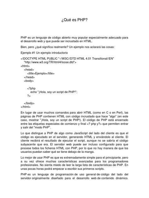 Qué Es Php Y Su Estructura Basica Pdf Computadoras