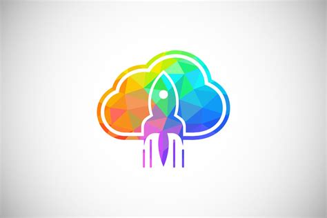 Polygonal Low Poly Cloud Computing Logo Deeezy