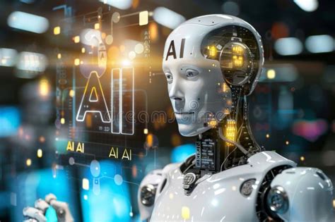 cybernetic robot with glowing ai interface futuristic robotics