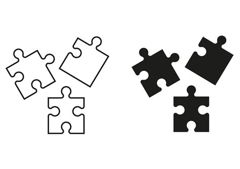 Black And White Puzzle Pieces Icon Flat Design Vector 14468432 Vector