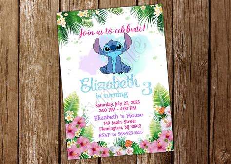 Lilo And Stitch Invitation Lilo And Stitch Birthday Lilo And Stitch Invite Lilo Invitation Lilo