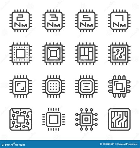 Chipset Line Icon Set Stock Illustration Illustration Of Component 338520521