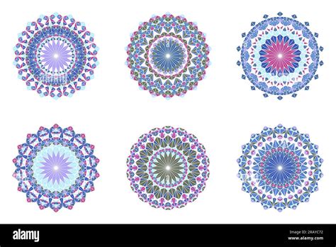 Ornate Colorful Round Triangle Tile Mandala Logo Set Stock Vector Image And Art Alamy