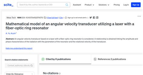 Mathematical Model Of An Angular Velocity Transducer Utilizing A Laser