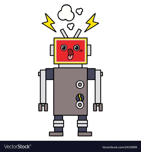 Cute Cartoon Robot Malfunction Royalty Free Vector Image