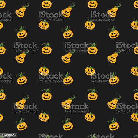 할로윈 호박 완벽 한 패턴입니다 귀여운 만화 호박 휴일 배경 디자인 벡터 일러스트 레이 션 10월에 대한 스톡 벡터 아트 및 기타 이미지 Istock