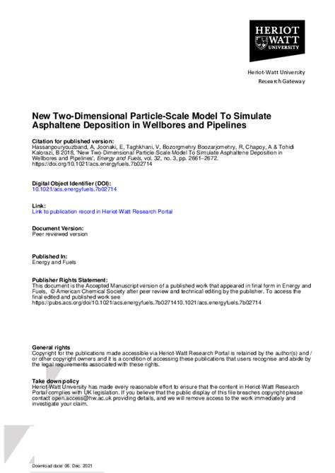 Pdf New Two Dimensional Particle Scale Model To Simulate Asphaltene