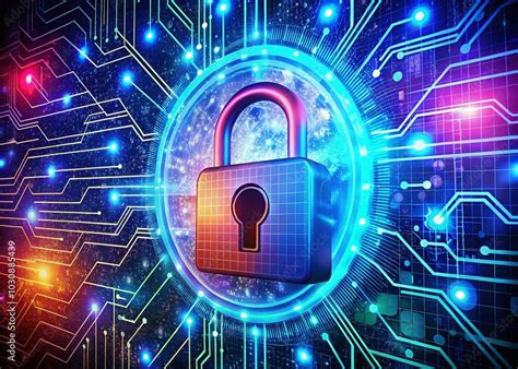 Cybercrime Concept Digital Lock Hacking Symbols Cybersecurity