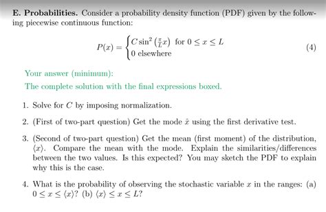 Solved E Probabilities Consider A Probability Density Chegg