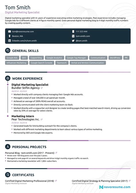 Online Marketing Resume Examples