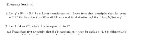 Solved Everyone Hand In I Let F Rn Rm Be A Linear Chegg Com