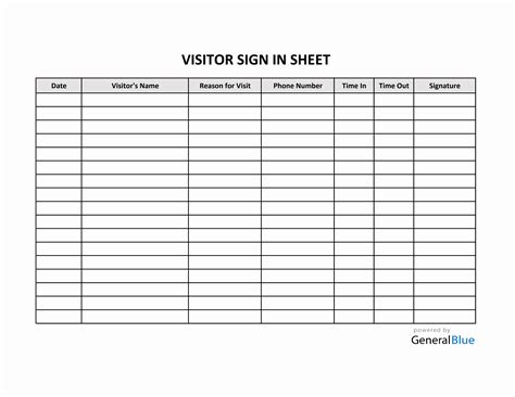 Free Printable Sign In Sheet Template Printable Templates