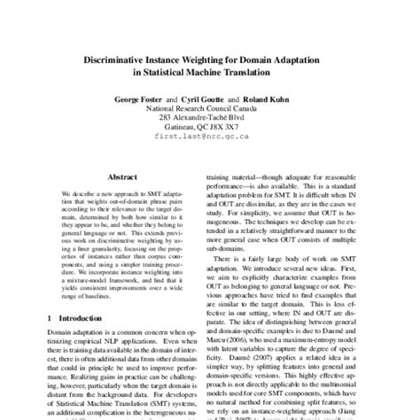 Discriminative Instance Weighting For Domain Adaptation In Statistical Machine Translation Acl