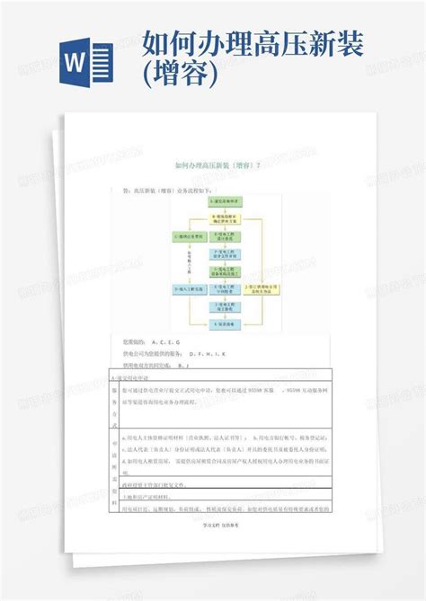 如何办理高压新装 增容 Word模板下载 编号qvzyxgva 熊猫办公