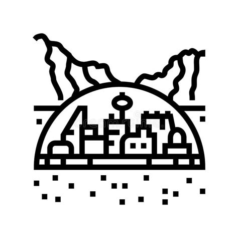 Colony Space Exploration Line Icon Vector Illustration Stock Illustration Illustration Of Icon