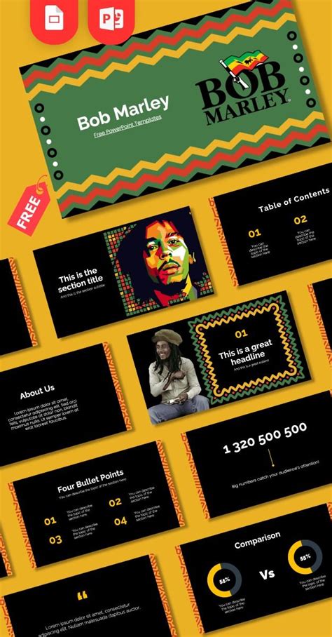 Free Bob Marley Powerpoint Template Prezentr In 2024 Bob Marley Powerpoint Presentation Skills