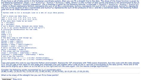 Solved 표 If you have a set of data points in the Cartesian Chegg
