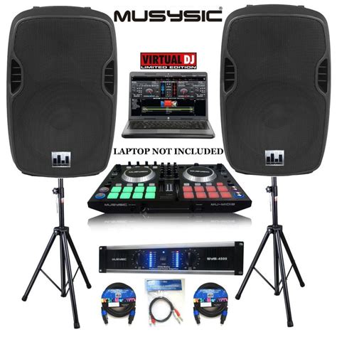 Professional Dj System 4500w Amp Dj Midi Controller W 8 Touch Pads 15 Speakers Dj System Dj
