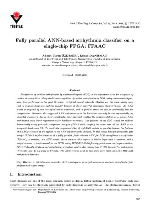 pdf fpga based arrhythmia classifier