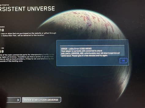 Error Code 60030 Player Stuck On Shard Star Citizen Spectrum