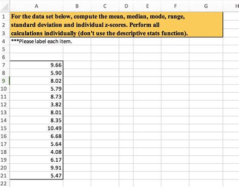 Solved For The Data Set Below Compute The Mean Median Mode Range Standard Deviation And