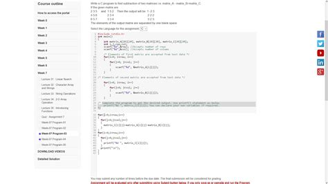 Nptel Problem Solving Through C Week 7 Program 34 Solved Youtube