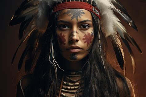 Premium Photo Captivating Native American Woman Starring Generate Ai