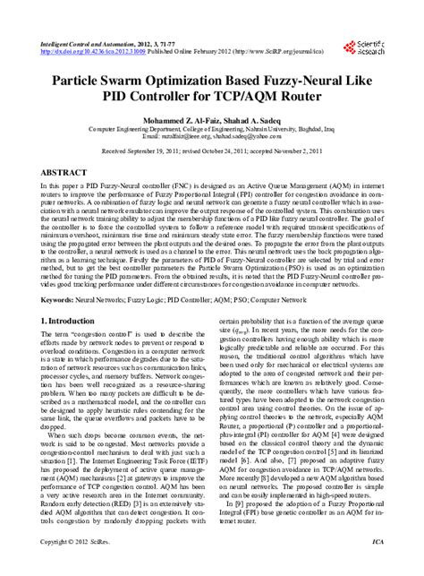 Pdf Particle Swarm Optimization Based Fuzzy Neural Like Pid